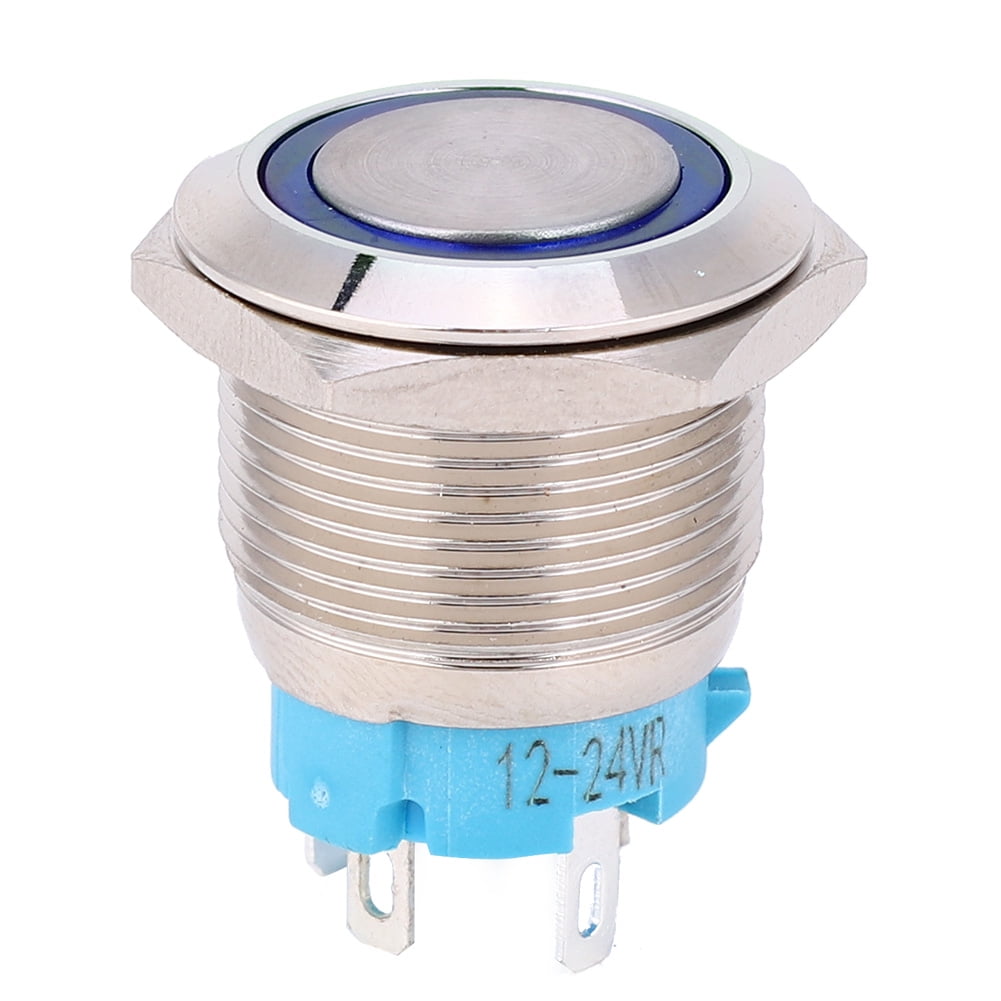 2-Pack 12-24VDC 19mm Self-Locking Push Button Switch, 1NO 4PIN Metal ...