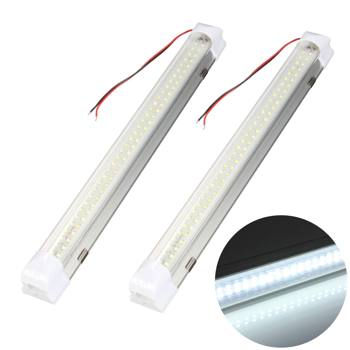 2pcs 12V 72 LED White Car Interior LED Light Strip Bar Lamp with On/Off ...