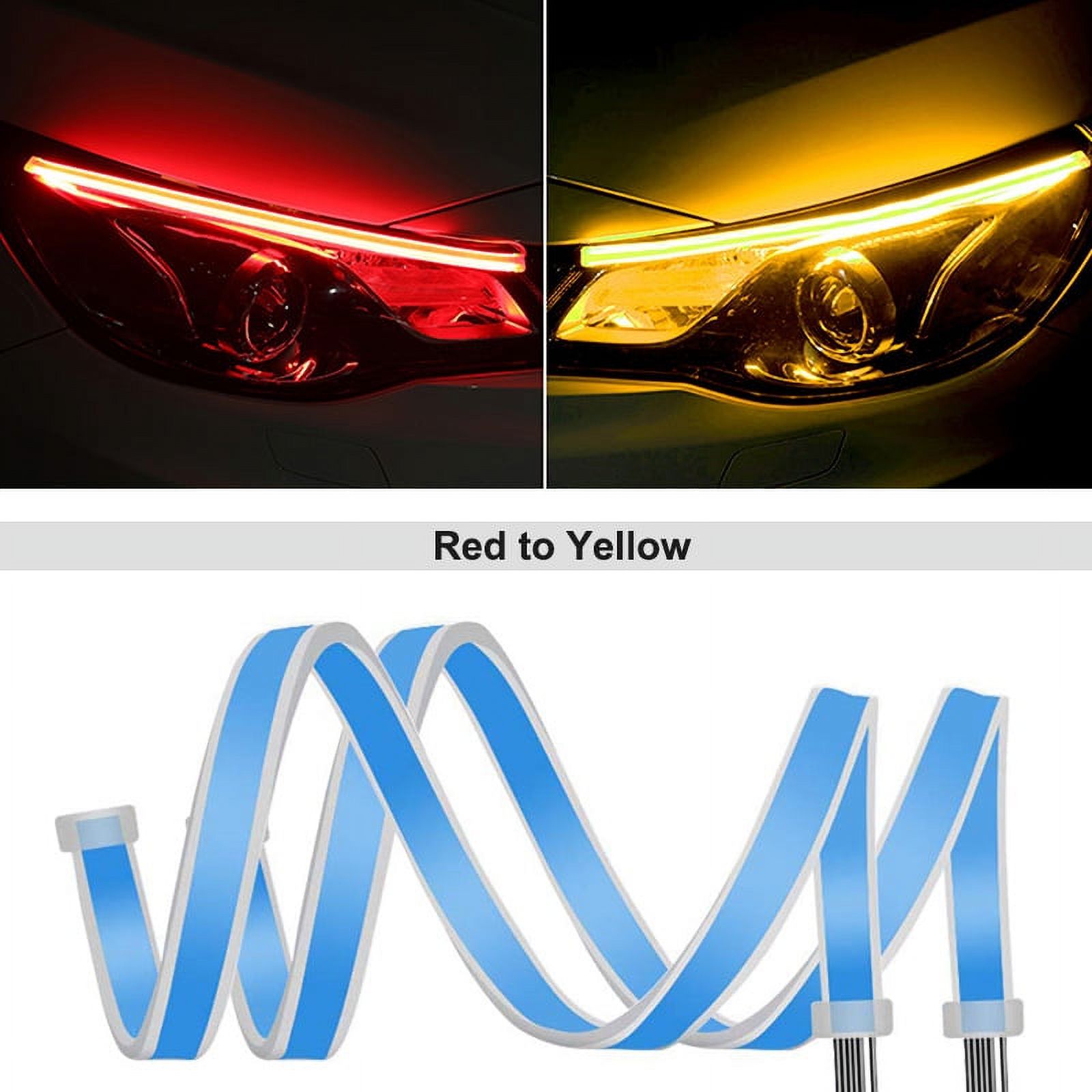 2pcs 12V LED DRL Car Daytime Running Light Flexible Waterproof Flow DRL ...
