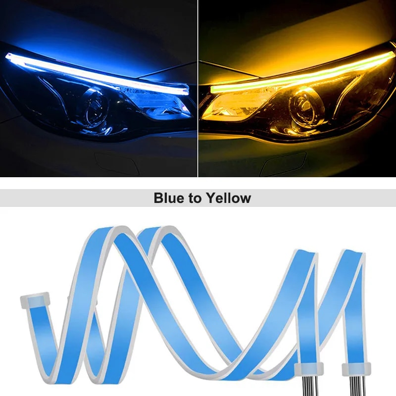 2pcs 12V LED DRL Car Daytime Running Light Flexible Waterproof Strip ...
