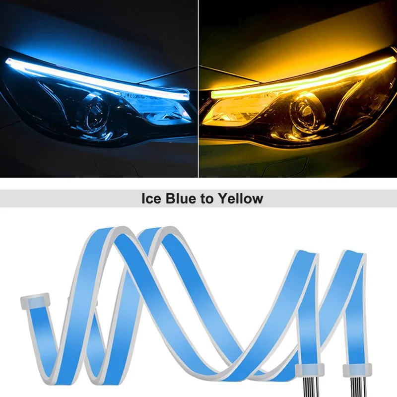 2pcs 12V LED DRL Car Daytime Running Light Flexible Waterproof Strip Auto Headlights White Turn ...