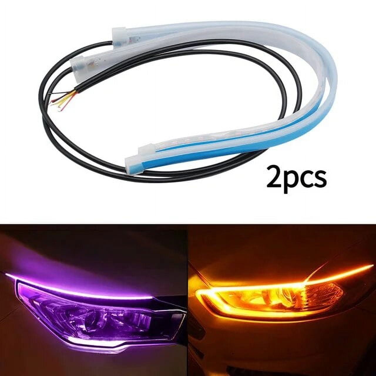2pcs 12V LED DRL Car Daytime Running Light Flexible Waterproof Strip ...