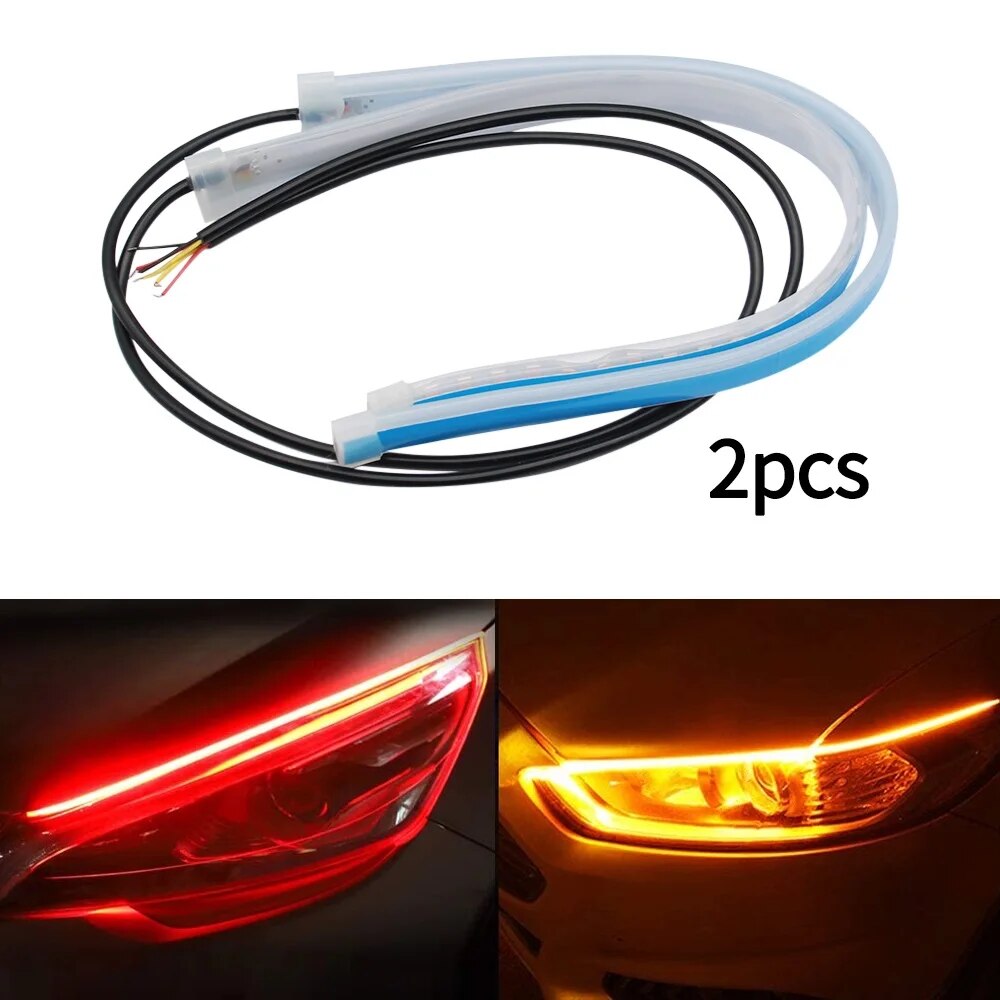 2pcs 12V LED DRL Car Daytime Running Light Flexible Waterproof Strip ...
