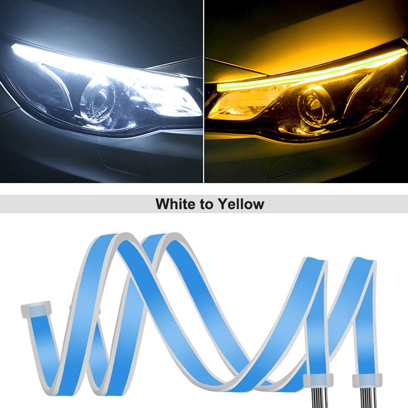 2pcs 12V LED DRL Car Daytime Running Light Flexible Waterproof Strip ...