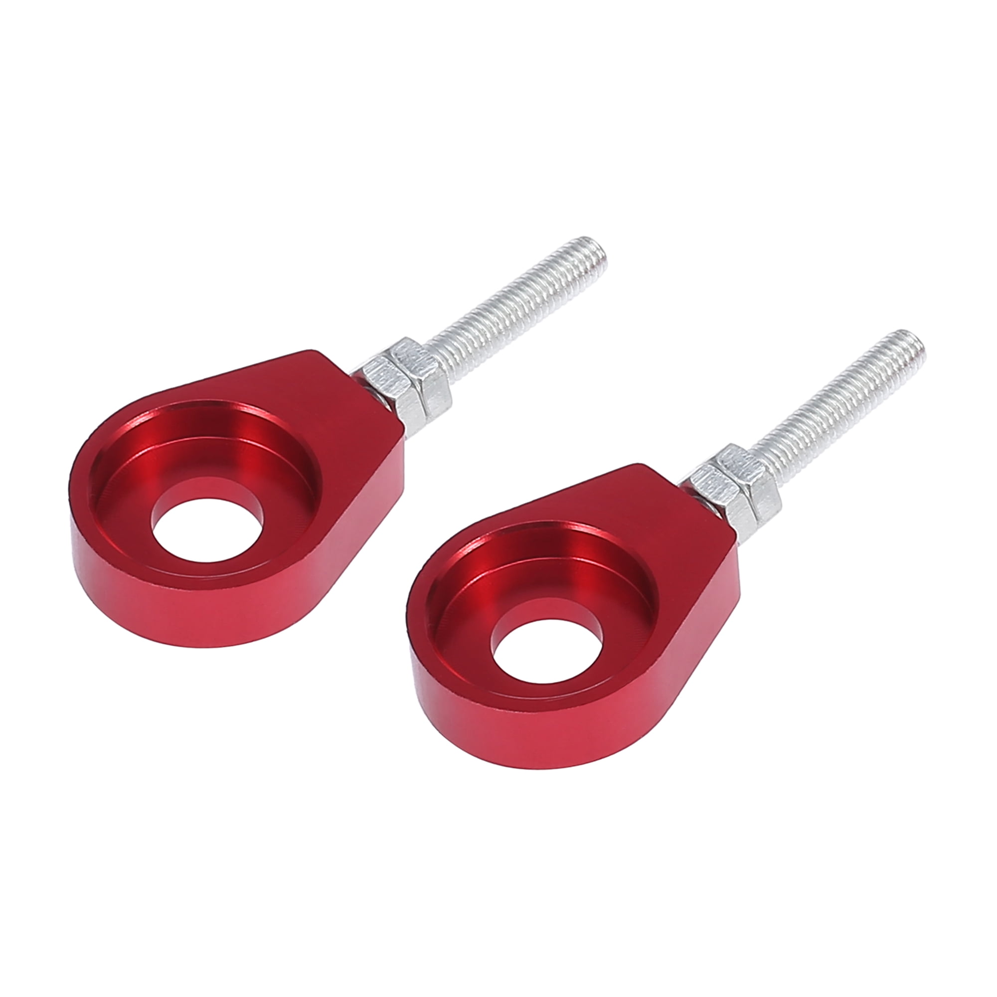 2pcs 12mm Dia Hole Red Silver Tone Metal Universal Chain Axle Adjuster ...