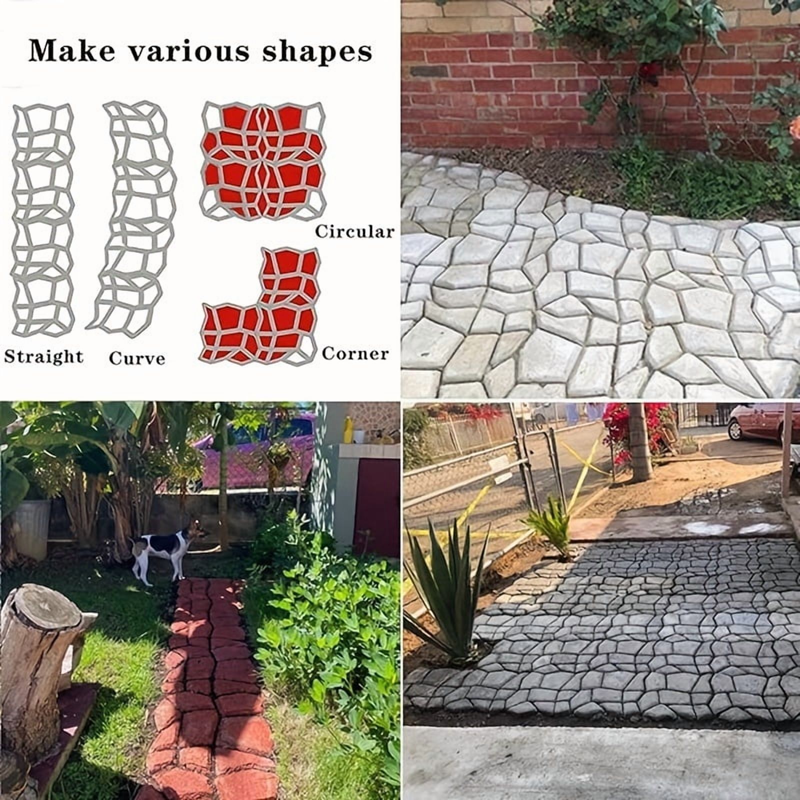 2pcs 13.77*13.77Inch Walk Stone Maker, Reusable Concrete Molds Path ...