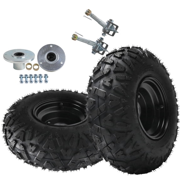 2pcs 145/70-6 Tires Wheels Rims with 3-Lug Hub Steering Spindle for ATV ...