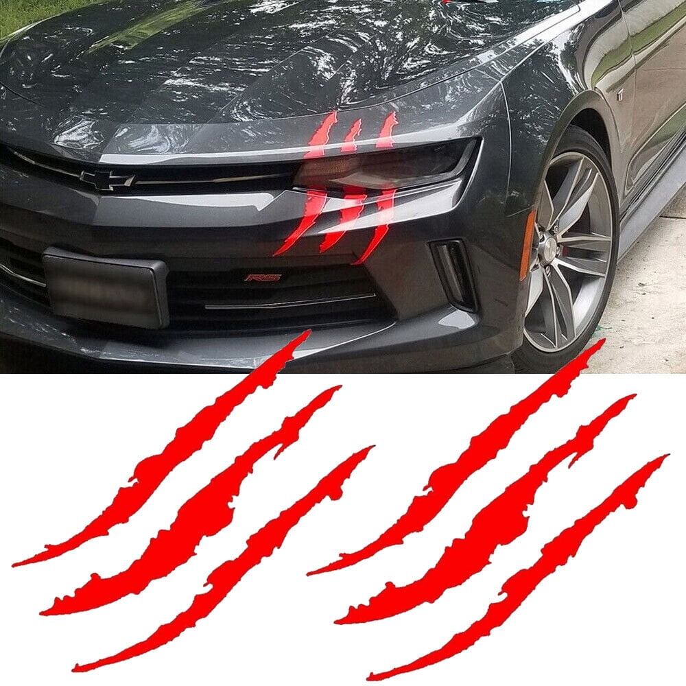 2pcs 15'' Red Beast Scratch Claw Headlight Side Door Fender Vinyl Decal ...