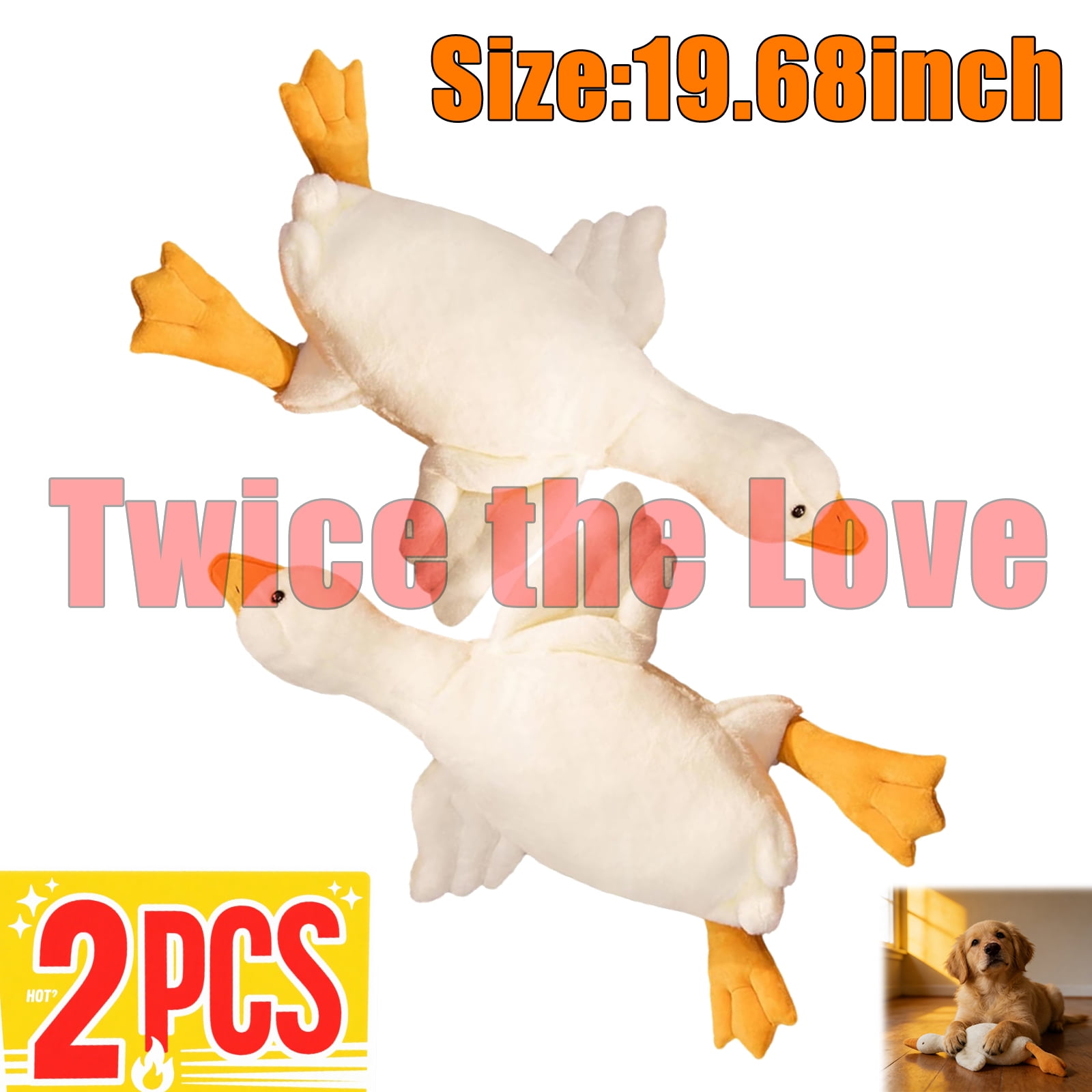 2pcs 19.68" White Duck Dog Toy for Aggressive Chewers Extra Durable ...
