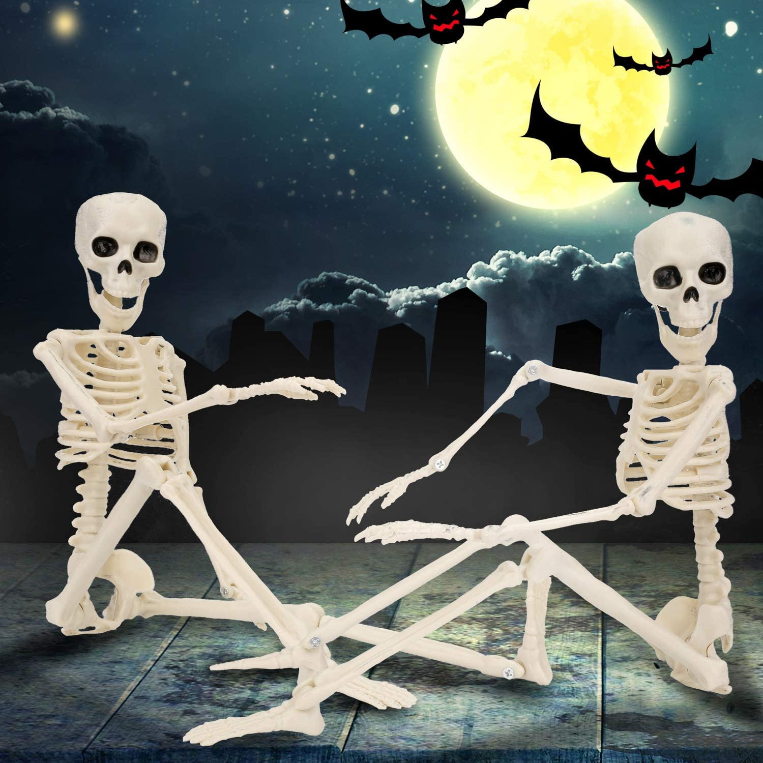 2pcs 16" Halloween Skeleton Full Body Posable Joints Skeletons for ...