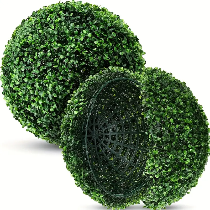 2pcs 16 Inch/40cm Artificial Plant Topiary Ball Set Of 2 Green Boxwood ...