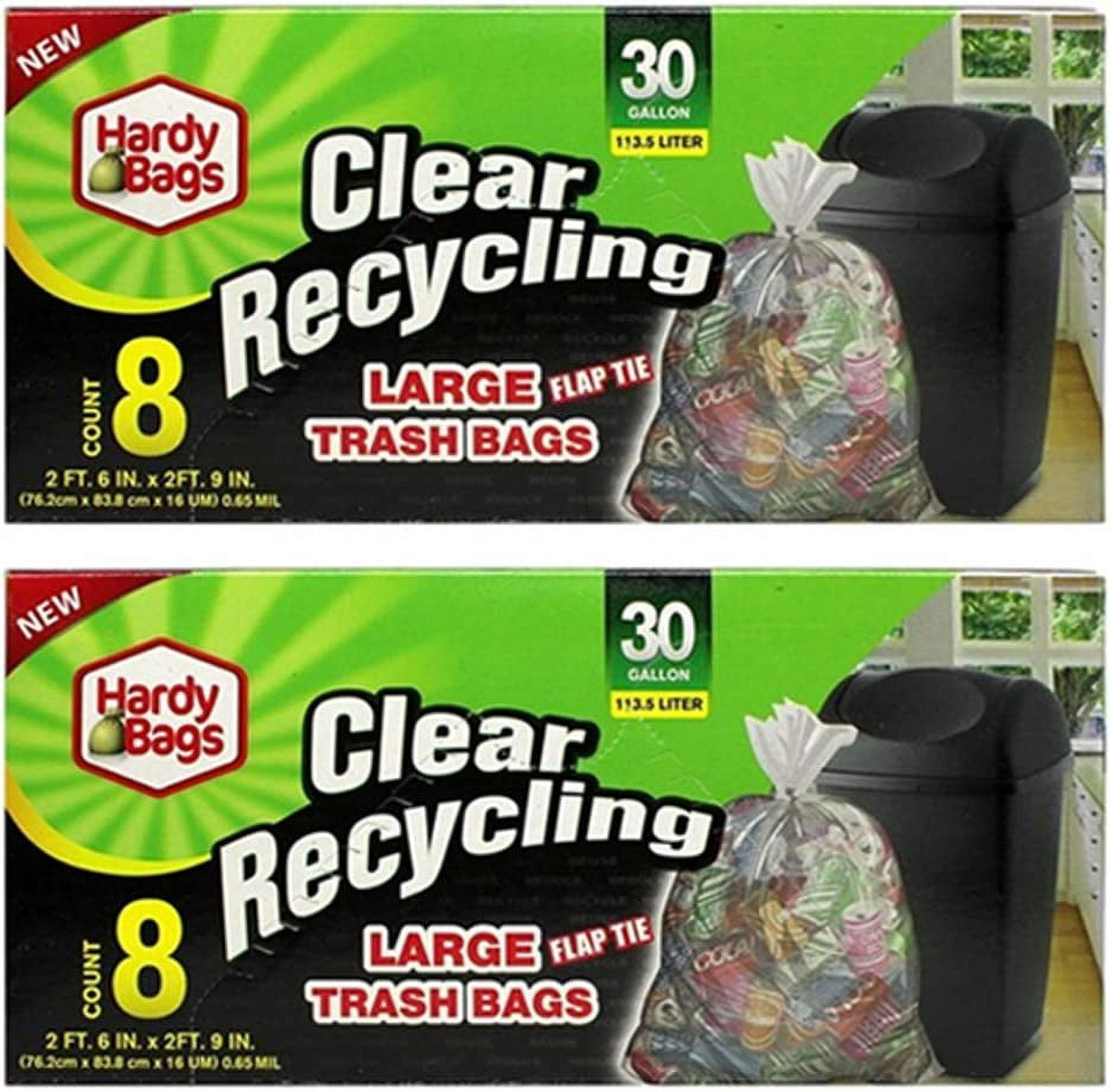 2pcs 16ct Clear 30 Gallon Recycling Large Trash Bags Garbage Disposable ...