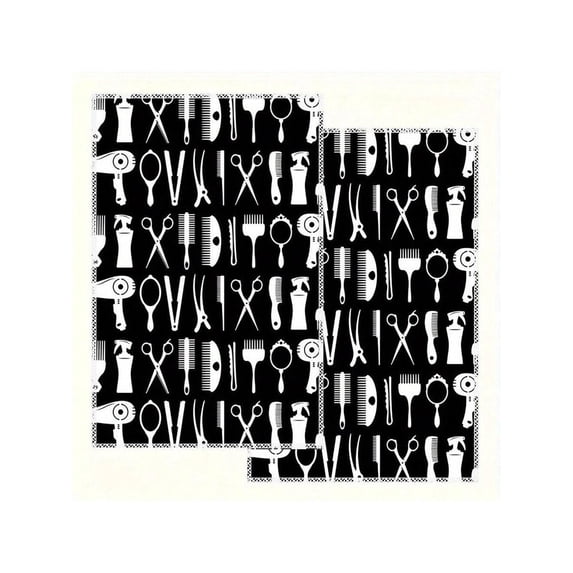 2pcs 16x24 Inch White Retro Hair Tools Pattern Kitchen Towels - Single ...