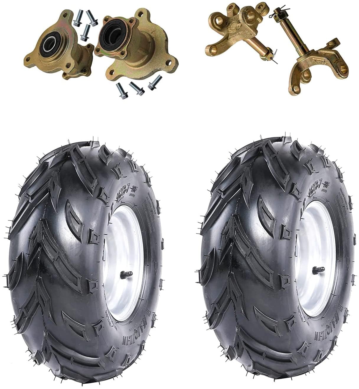 2pcs 16x8-7 ATV Tire and Rim Tubeless 3 Stud 7" Front Tires with Rims ...