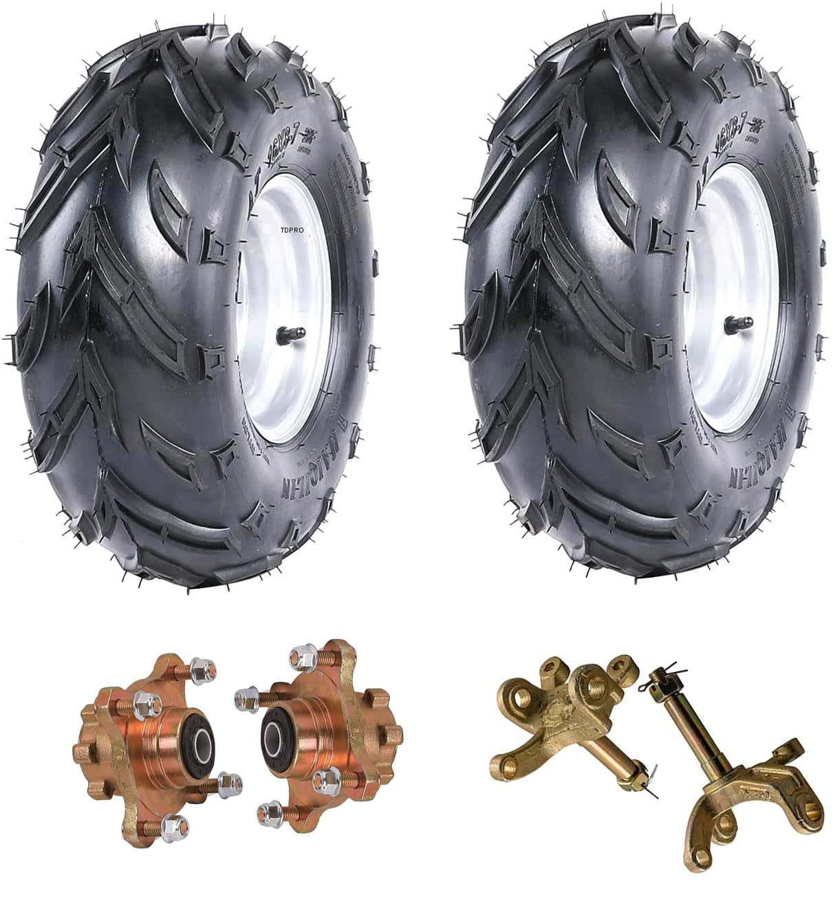 2pcs 16x8-7 ATV Tire and Rim Tubeless 4 Stud 7" Front Tires with Rims ...