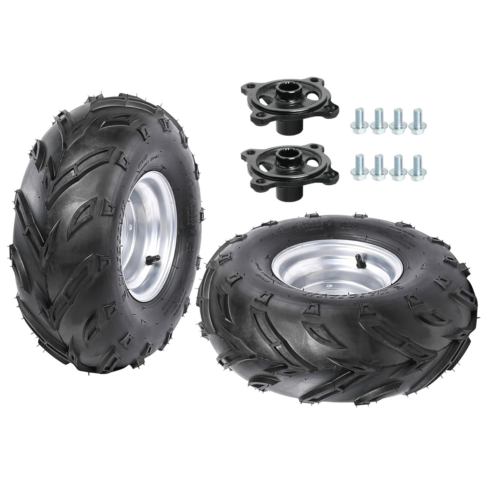 2pcs 16x8-7 ATV Tire and Rim Tubeless 4 Stud 7" Wheels Tires with Rims ...