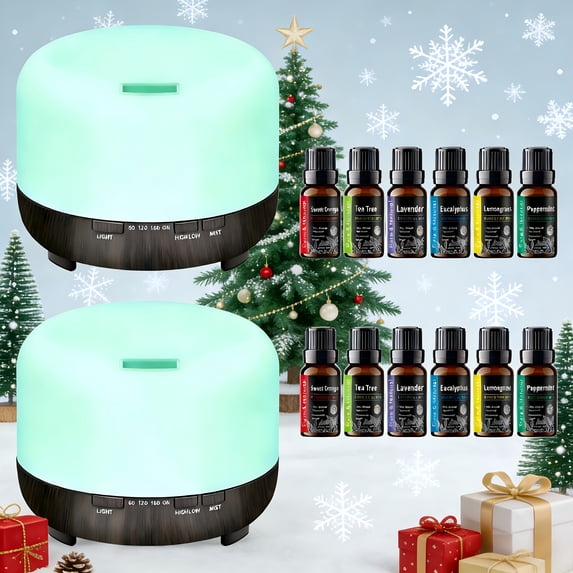 2pcs 18.6oz Essential Oil Diffuser With Remote & 12 Oils. Ultrasonic ...