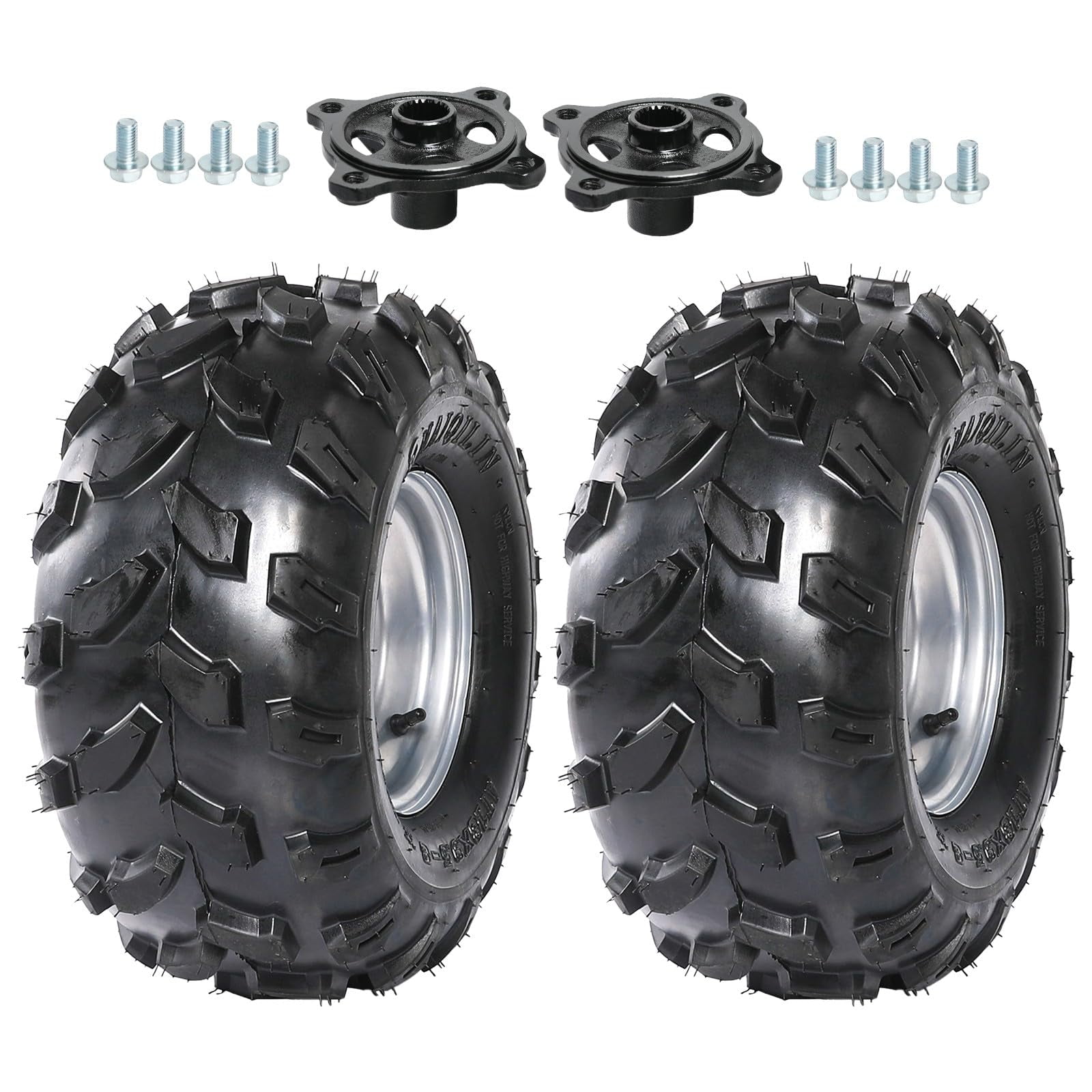 2pcs 18x9.5-8 18x9.50-8 Tires with Rims 4 Bolt 8 inch Go Kart Wheels w/ 23T Rear Axle Hubs for ...