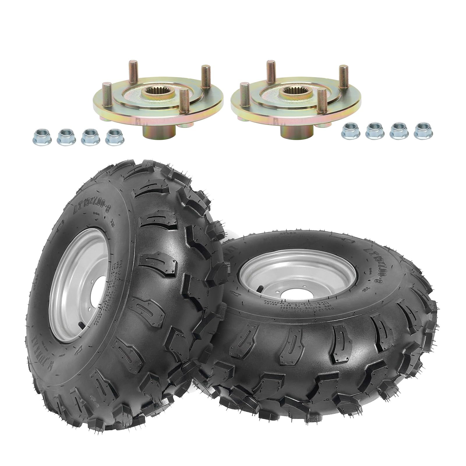 2pcs 19x7.00-8 19x7-8 Tires with Rims 4 Bolt 110mm Pattern 8 inch Go ...