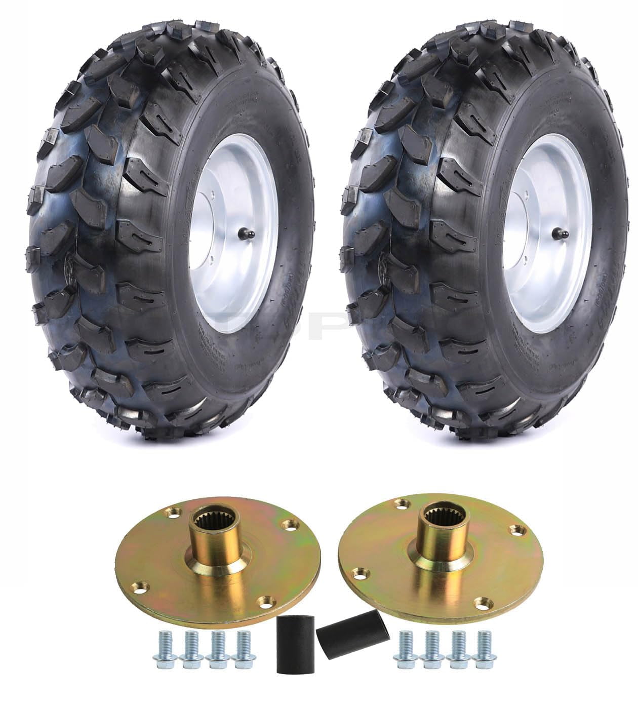 2pcs 19z7.00-8 19x7-8 Tires with Rims 4 Bolt 8 inch Go Kart Wheels w ...