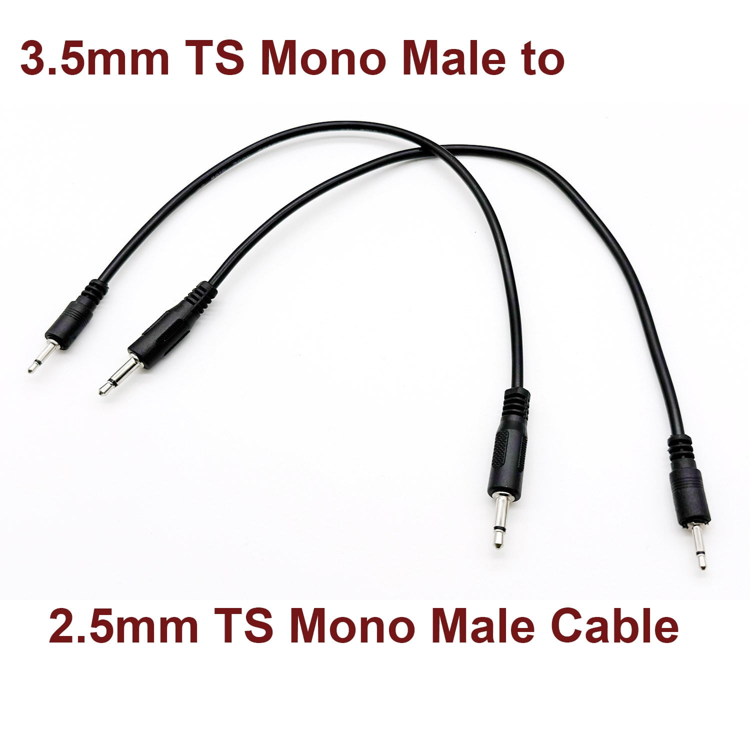 2pcs 1ft 2.5mm Mono Male to 3.5mm Mono Monaural TS Male Jack Plug 12V ...