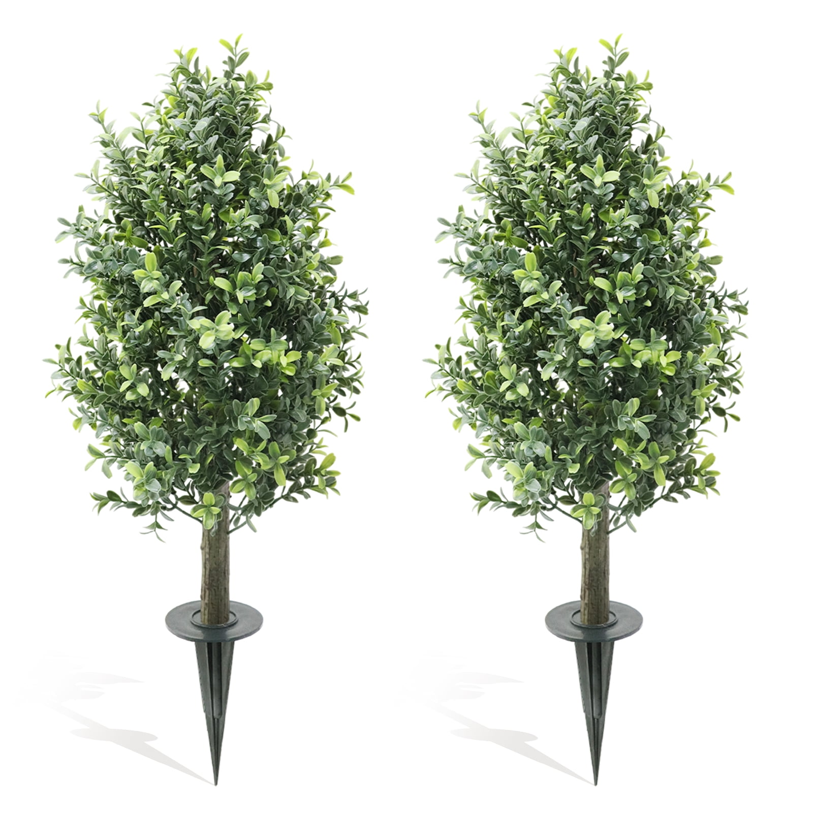 2pcs 2.3FT / 3FT Artificial Buxus Trees in Planters, Realistic Faux ...