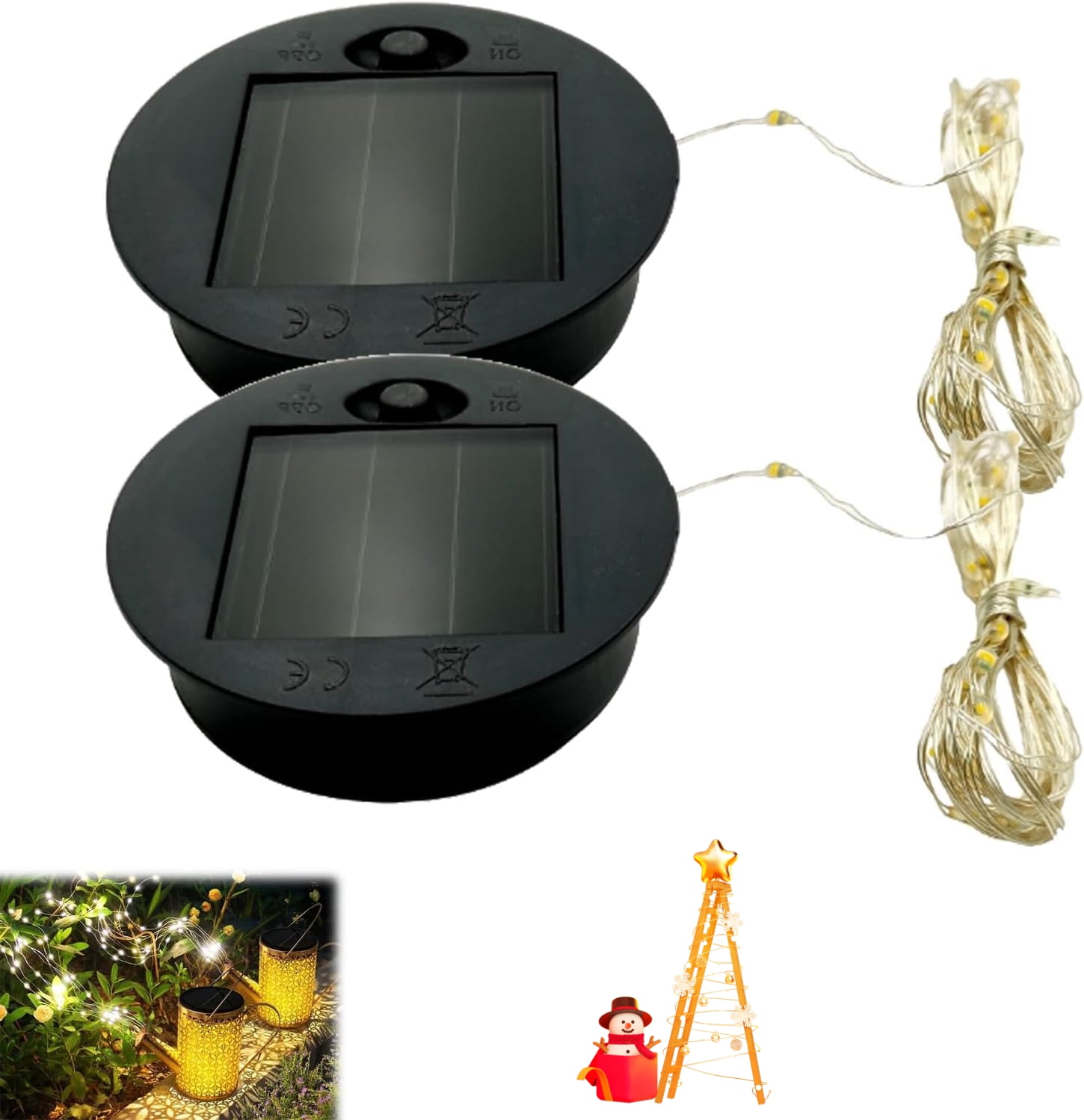 2pcs 2.75in Solar Waterfall Fairy Bunch Lights Replacement Top - Solar ...