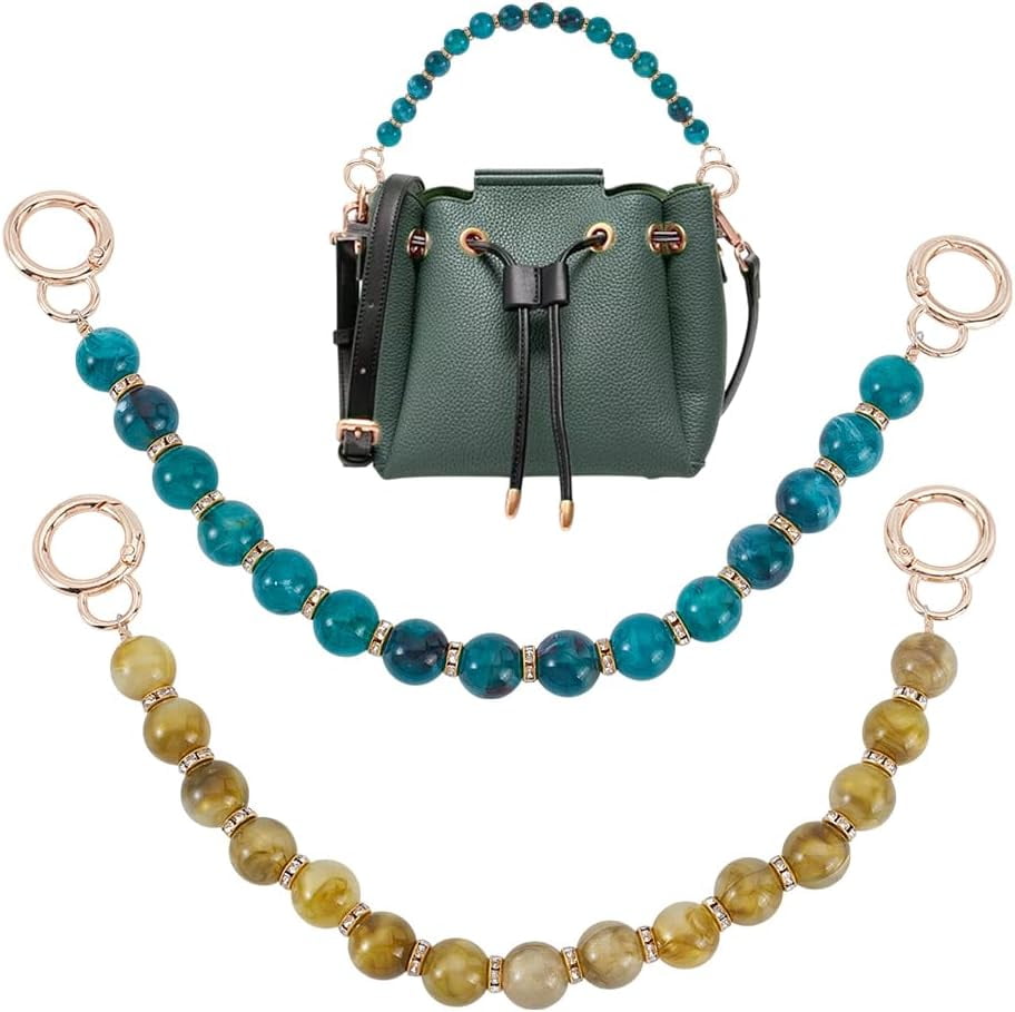 2pcs 2 Colors Pearl Bead Purse Strap Chain 12 Inch Short Bag Handle ...