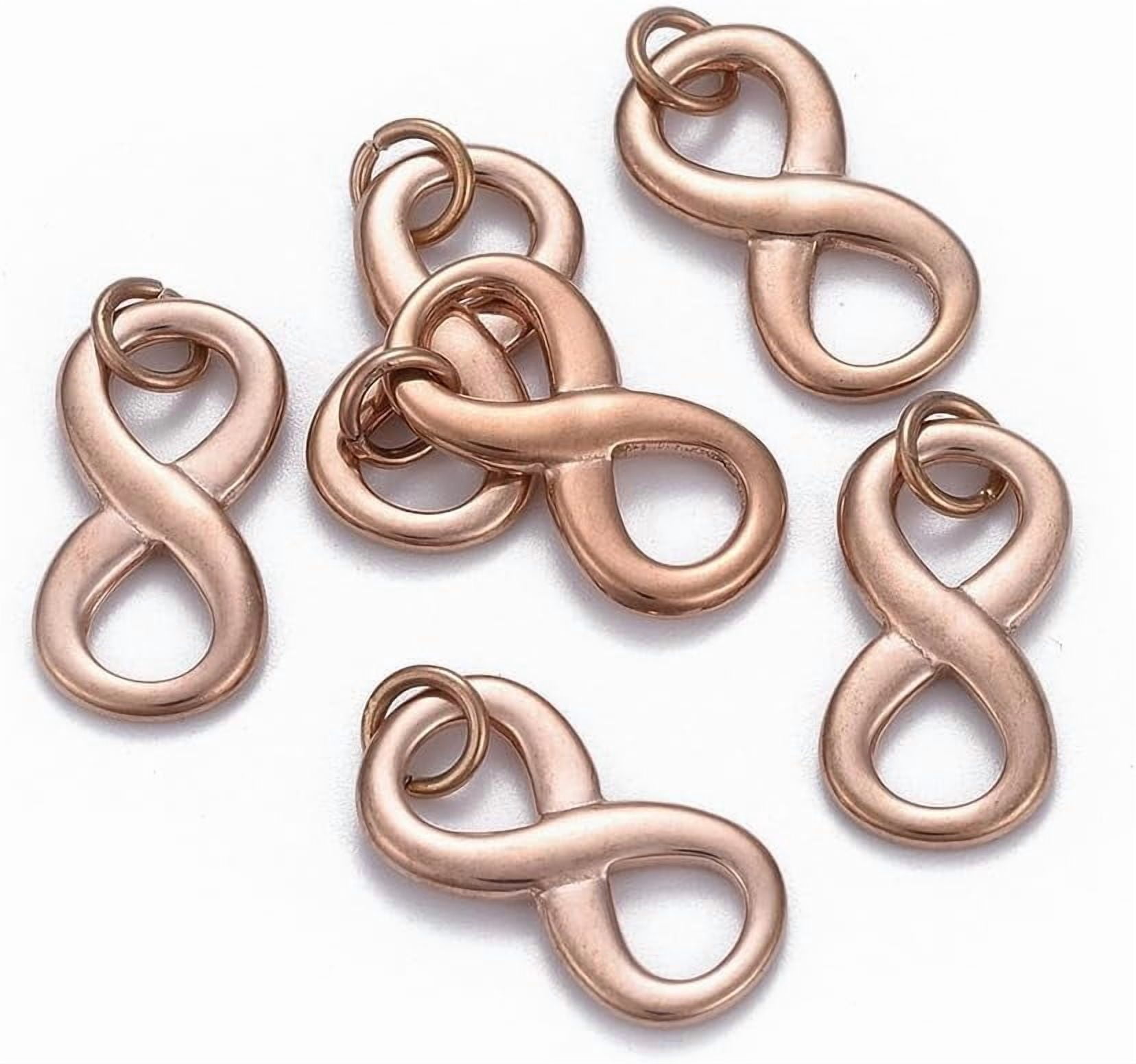 2pcs 2 Pcs 304 Stainless Steel Infinity Charms Pendant Charm with Jump Ring Rose Gold Infinity ...
