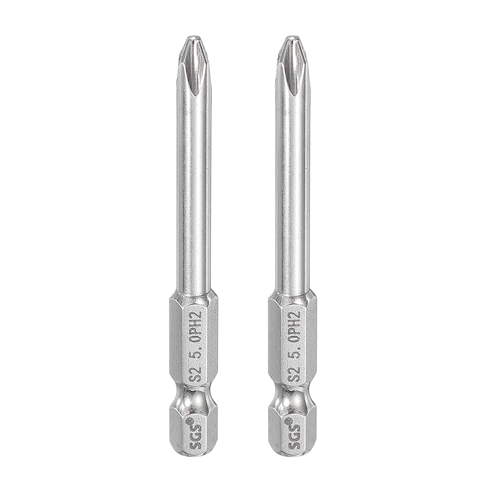 2pcs #2 Phillips Screwdriver Bit PH2 1/4" Hex Shank 2.6" (65mm) Long 0. ...