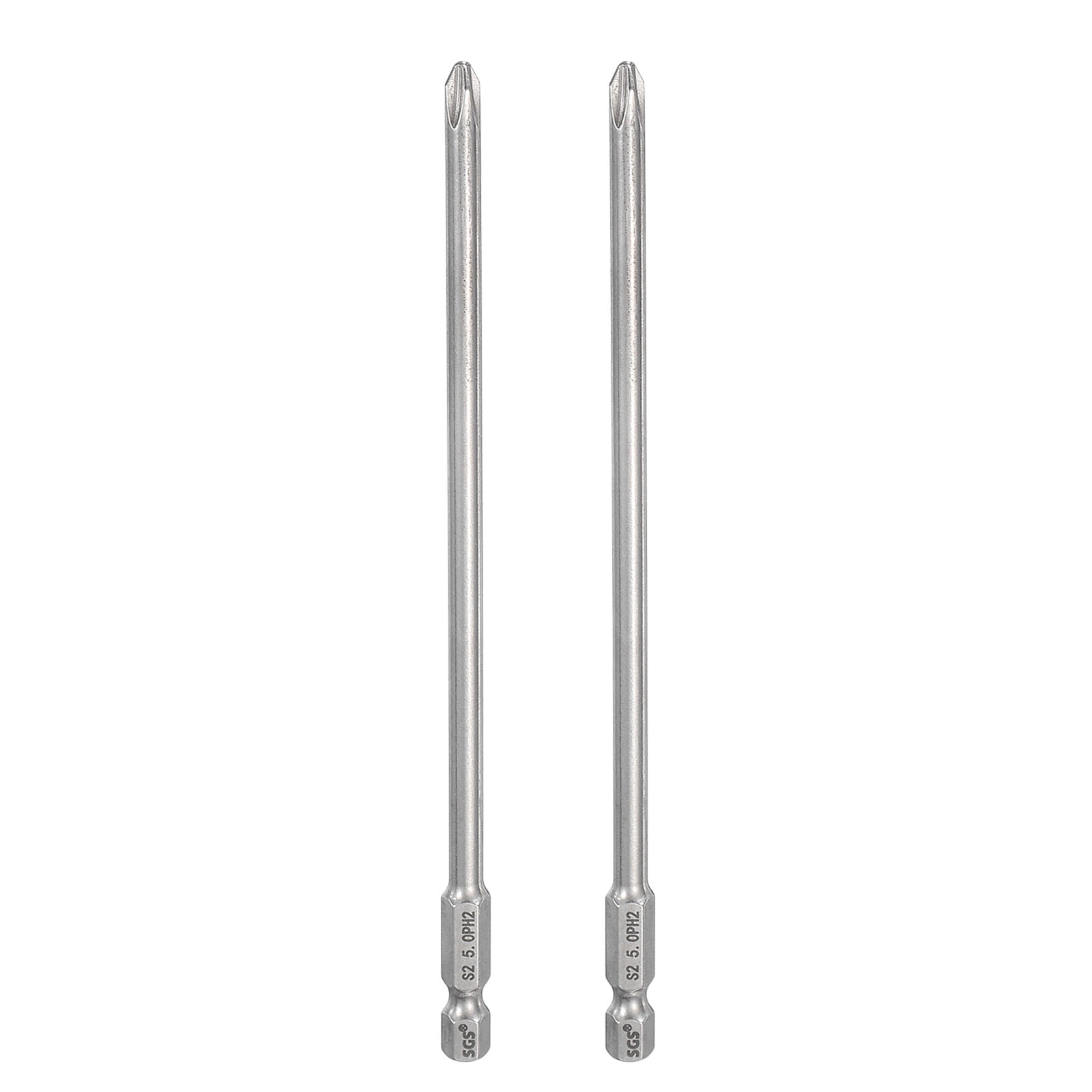 2pcs #2 Phillips Screwdriver Bit PH2 1/4" Hex Shank 6" (150mm) Long 0.2 ...