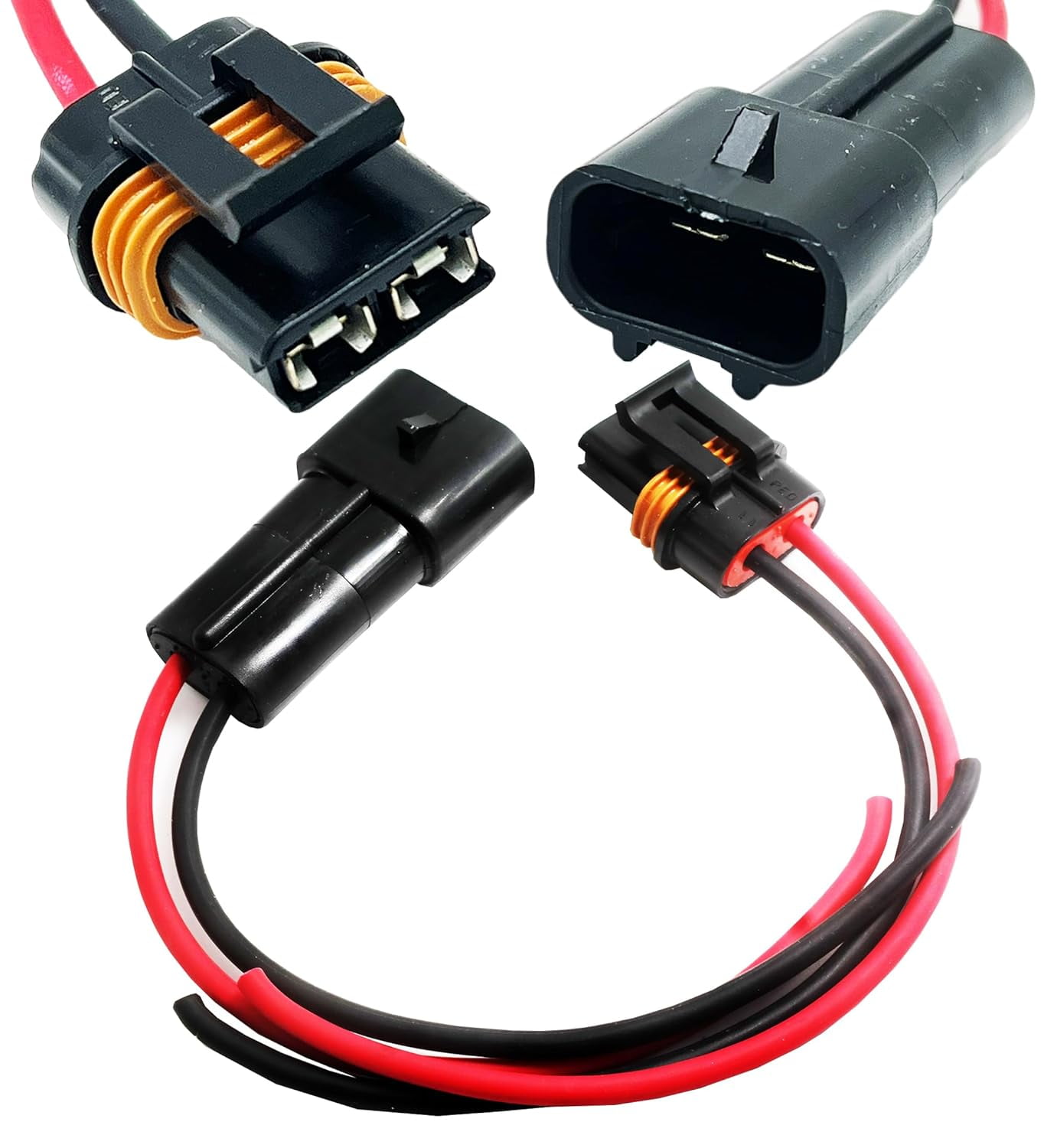 2pcs 2-Pin Male & Female 630 Series 12 AWG, 46amp 8" Lead PIGTAIL ...