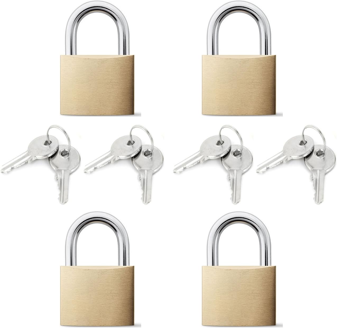 2pcs 2 Sets of 2 Pack Brass Padlock (Total 4 Padlocks) 25MM with 2 Keys ...