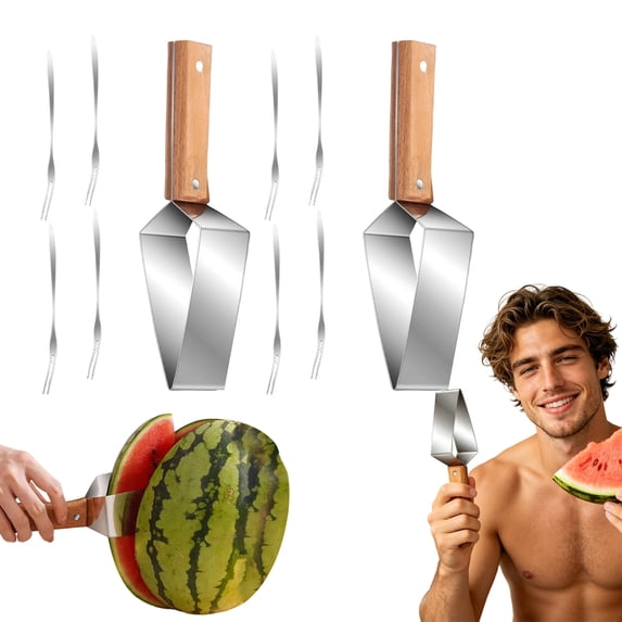 2pcs 2-in-1 Watermelon Slicer Fork Stainless Steel Watermelon Cutter ...