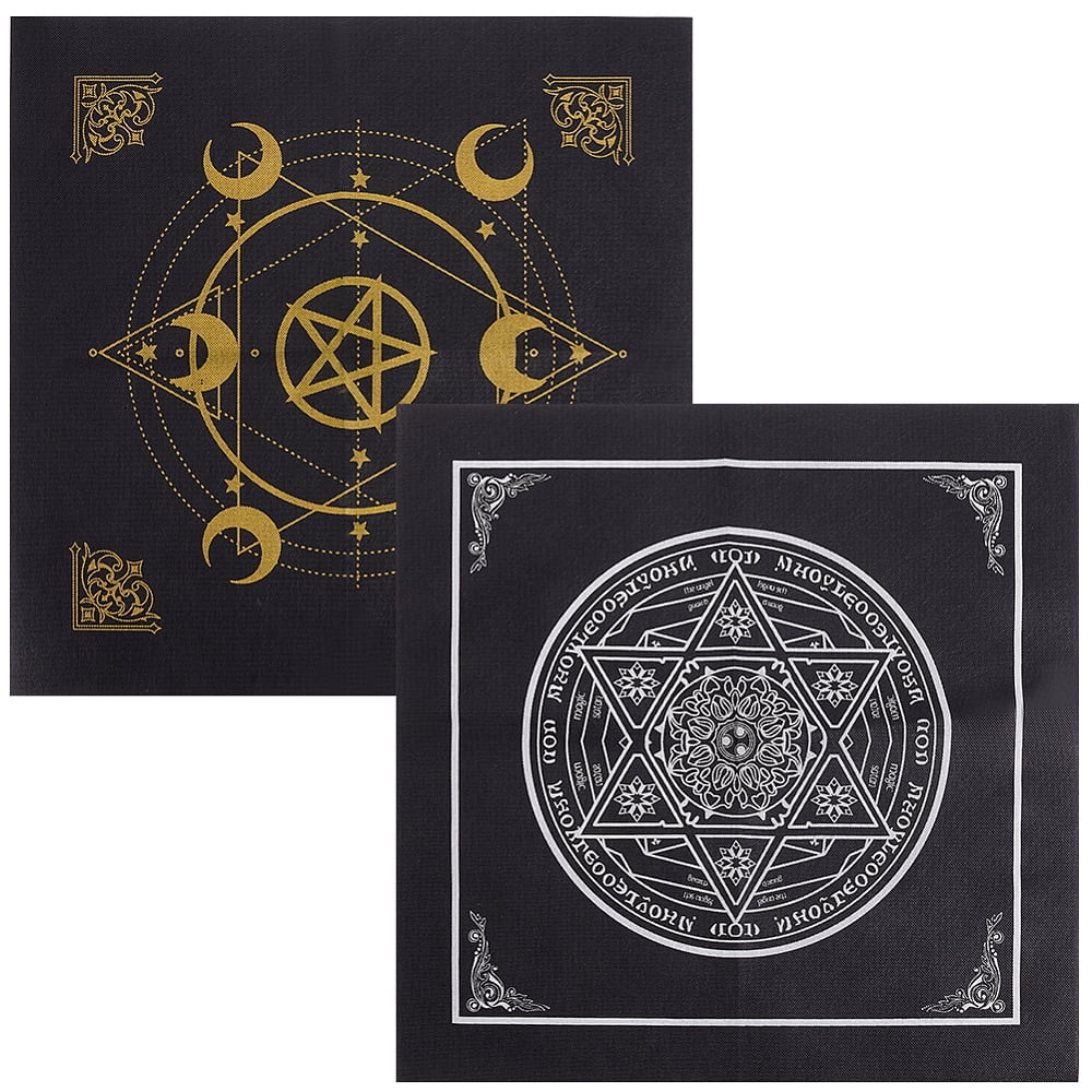 2pcs 2 styles Non-woven Square Tarot Tablecloth Star of David Moon ...