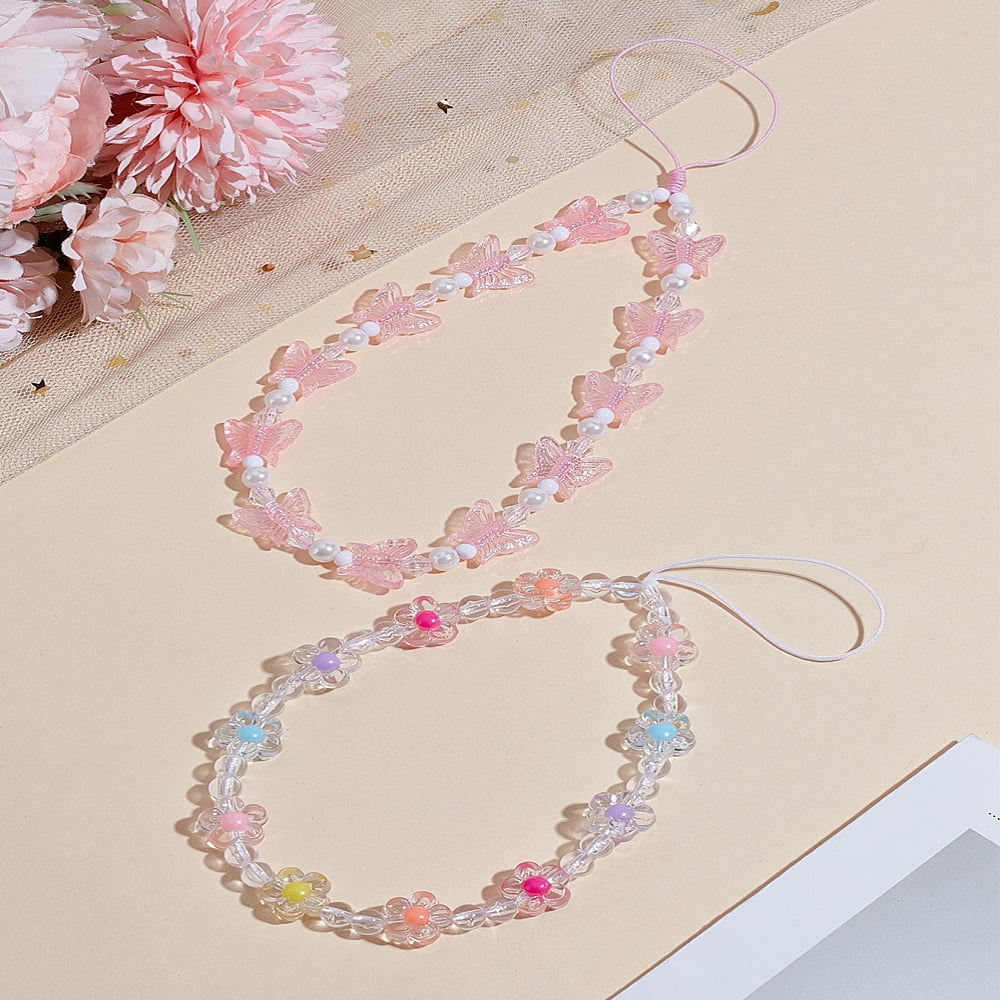 2pcs 2 styles Plastic Mobile Straps Mobile Phone Ornaments Flower ...