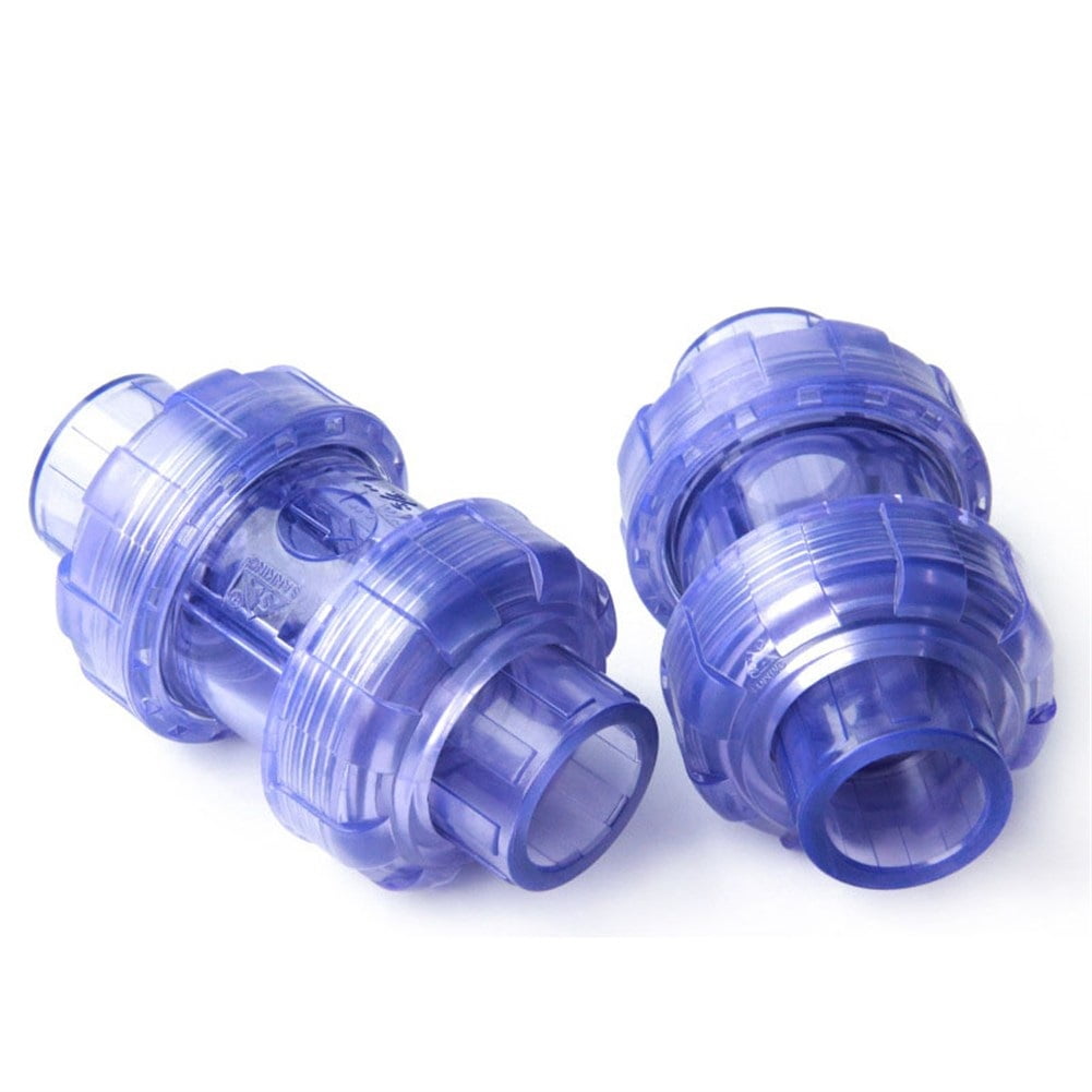 2pcs 20~63mm Transparent UPVC Flap Check Valve Aquarium Tank PVC Union ...
