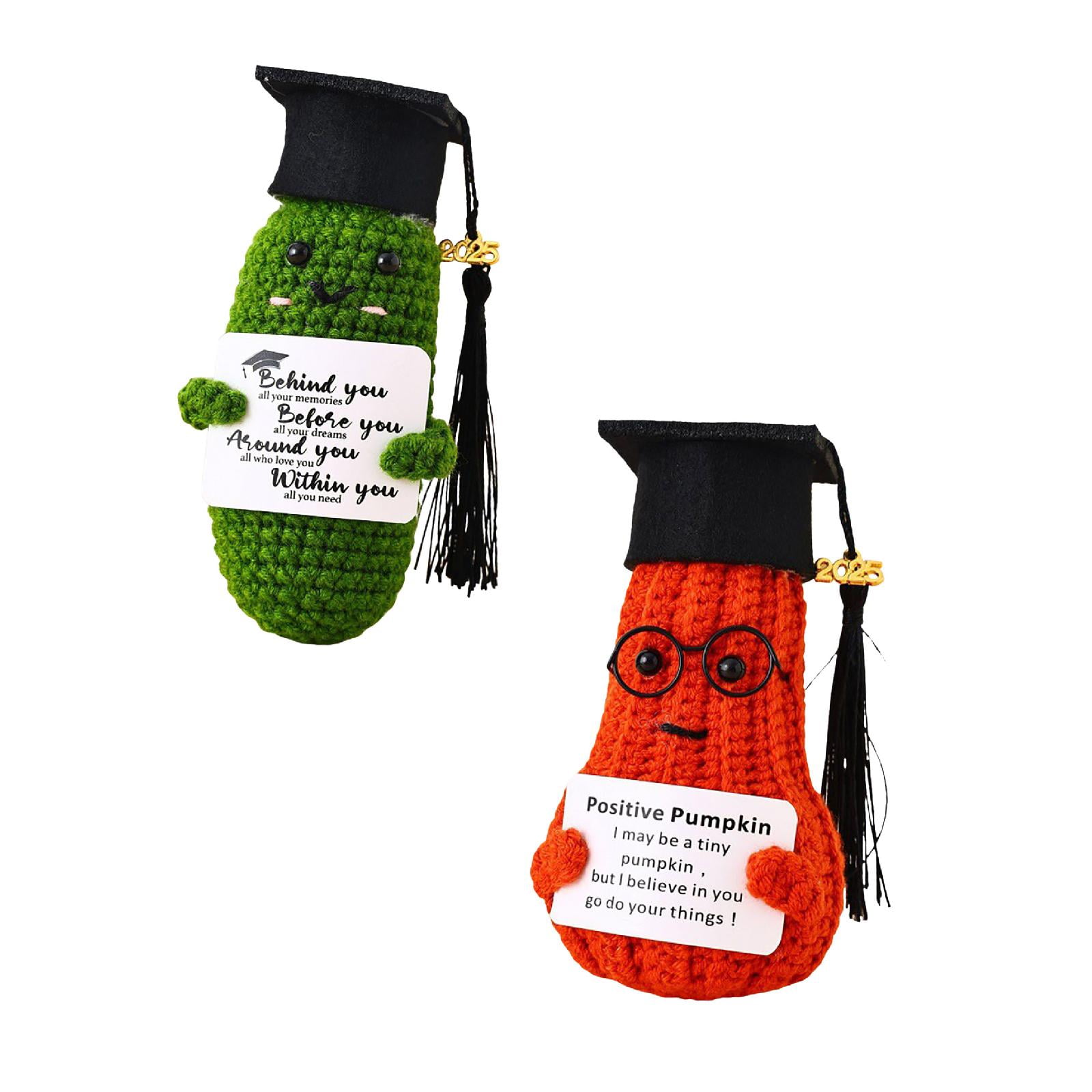 2pcs 2025 Graduation Gift Handmade Crochet Emotional Support Pickle ...