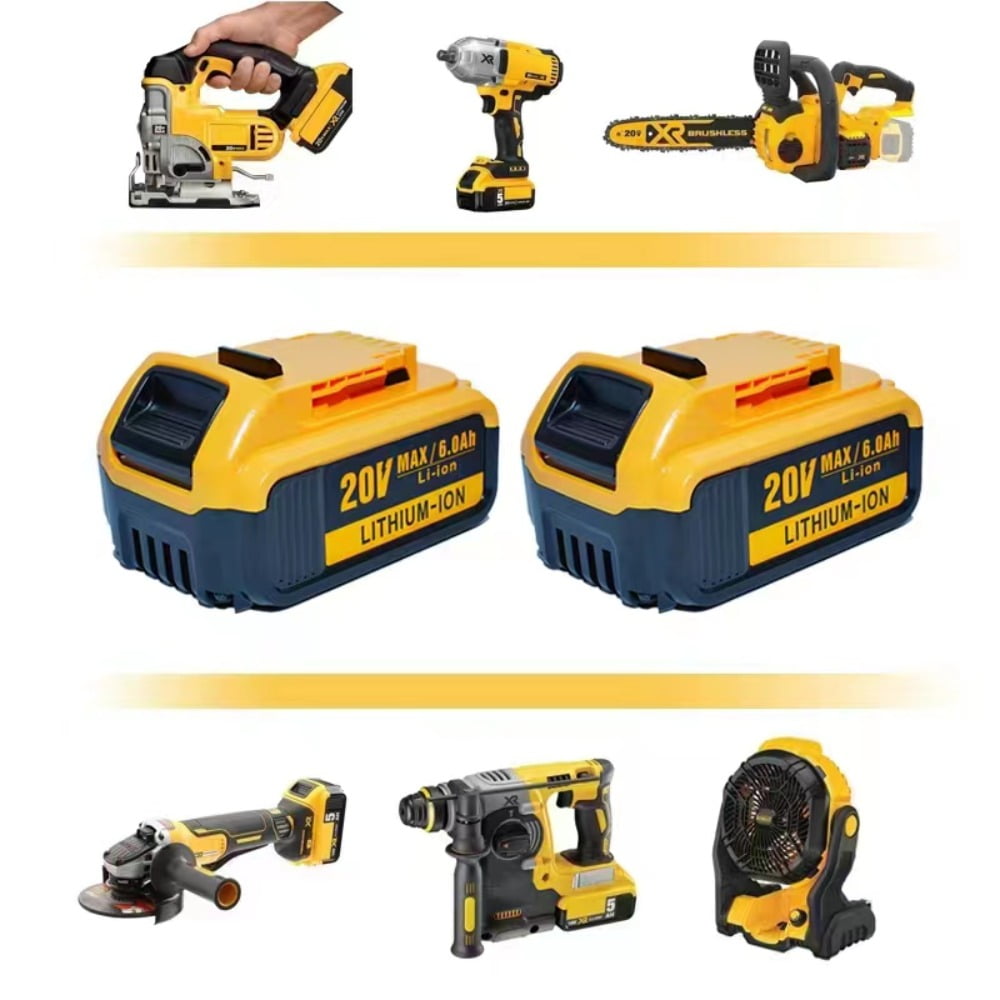 2pcs 20V 6.0Ah DCB200 Lithium Ion Replacement Dewalt Battery DCB206 ...