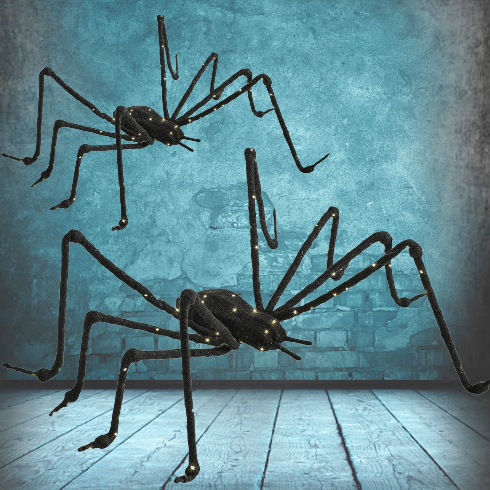 2pcs 24 Inch Halloween Decorations Giant Spider LED Light up Black ...