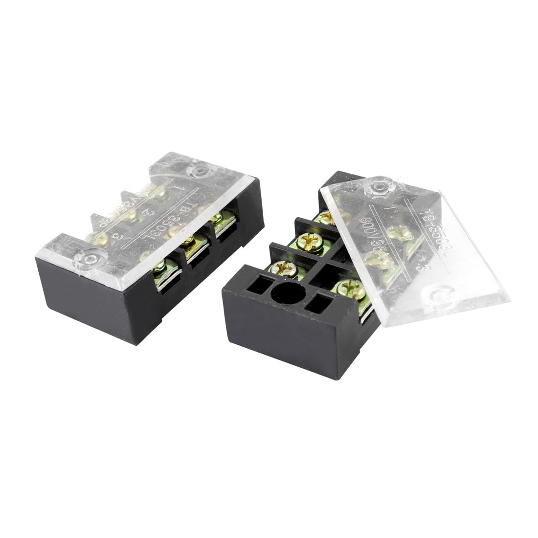 2Pcs 25A 3-Position Screw Electric Barrier Terminal Block Cable ...