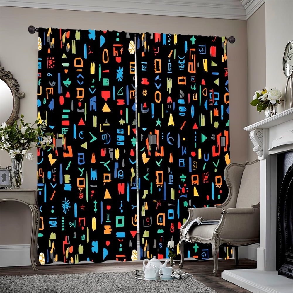 2pcs 2D flat Curtain Abstract color knotted waves1 Versatile Polyester ...