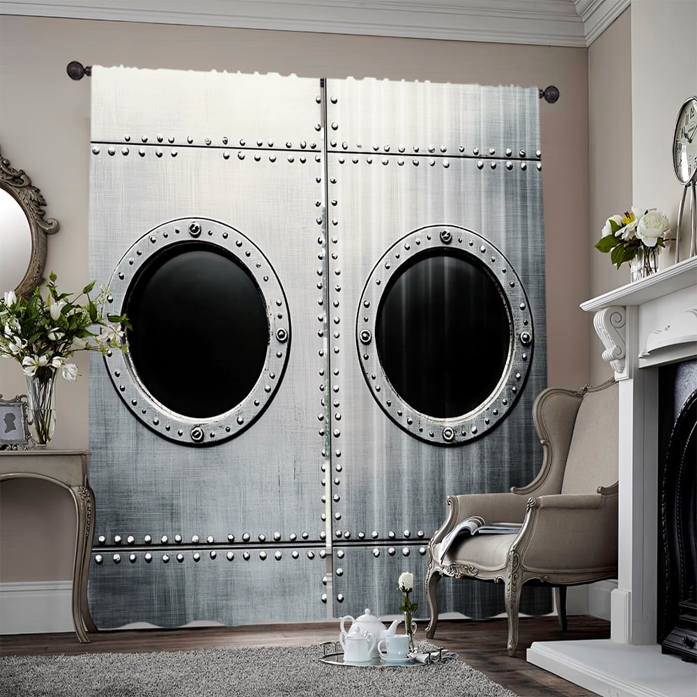2pcs 2D flat printing Curtains Metal ed Doorway Portholes Artwork ...