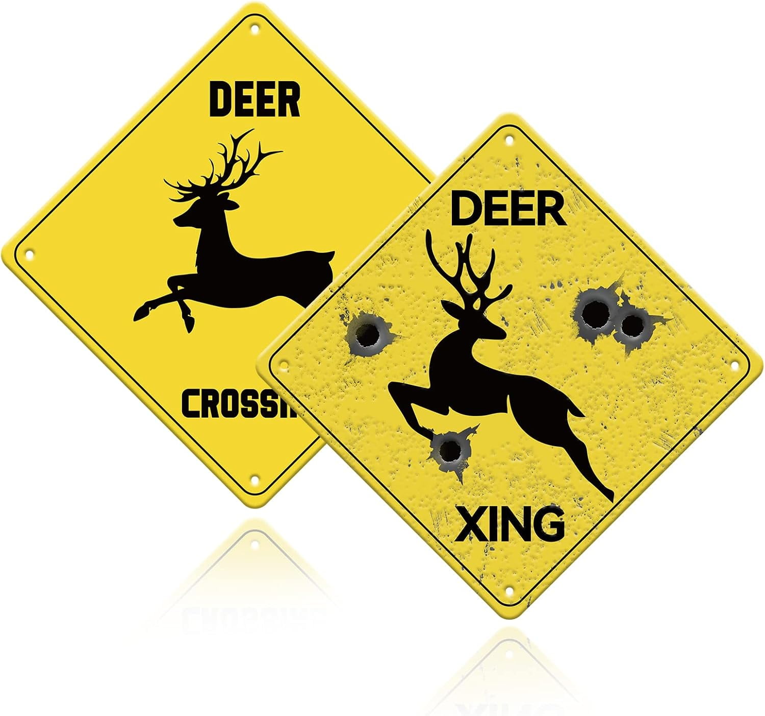 2pcs 2Style Deer ing Sign Deer Xing Sign 14x14 inch Deer ing Aluminum ...