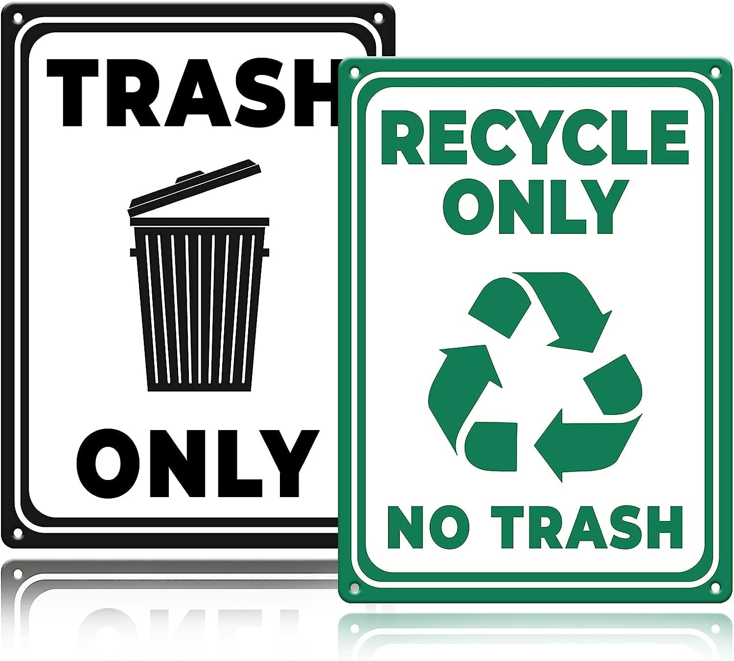 2pcs 2Style Trash Only Sign Recycle Only Sign 9.8x7.1 inch No Trash ...