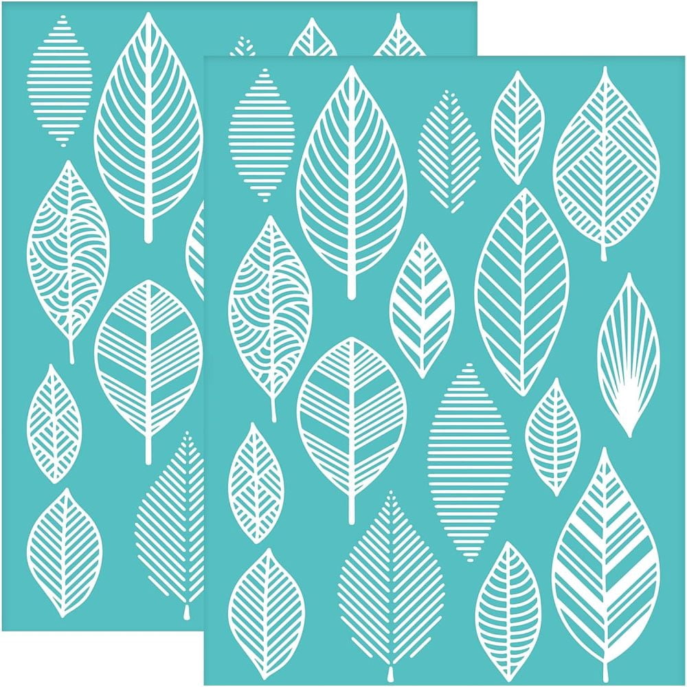 2pcs 2pcs Self-Adhesive Silk Screen Stencils Leaf Pattern Silk Screen ...