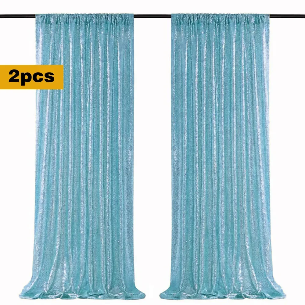 2pcs 2x8ft Sparkly Sequin Backdrop Curtain Gold Glitter Backdrop ...
