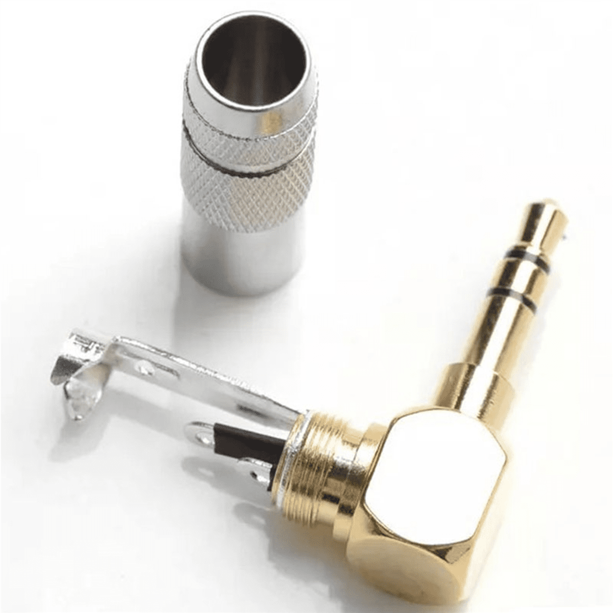 2pcs 3.5mm L Shape Jack Gold Plated 90 Degree Angle Audio Connector ...