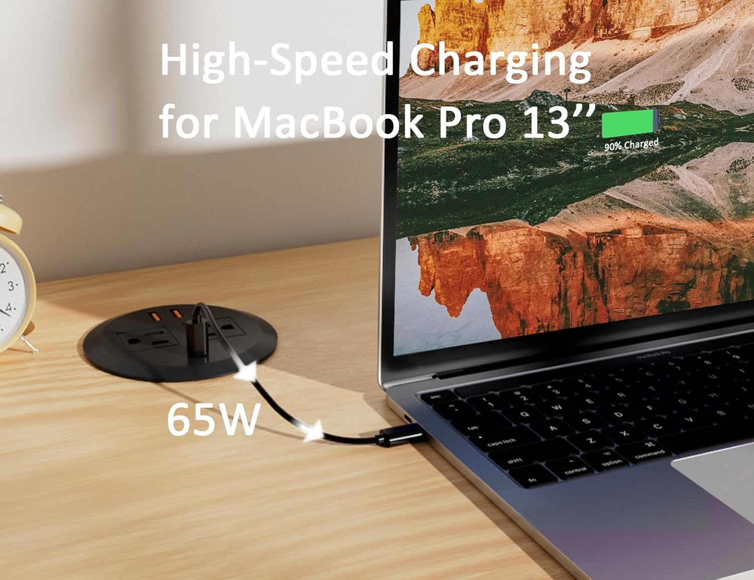 2pcs 3 Inch Desktop Power Grommet,GaN 65W USB C High-Speed Charging ...