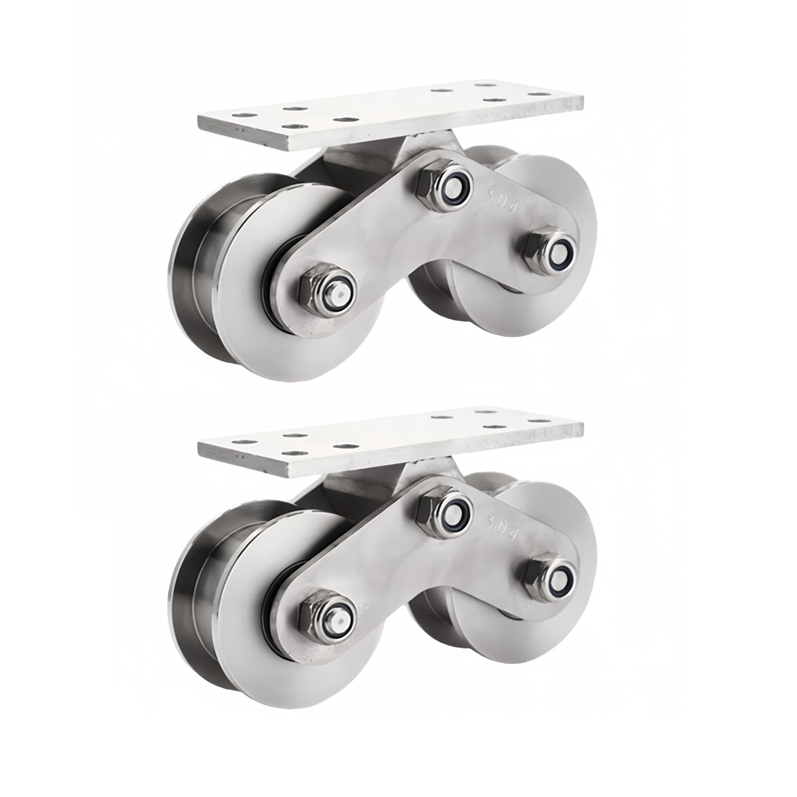2pcs 3 Inches V Shaped Double Bearing Caster Stainless Steel for Track ...